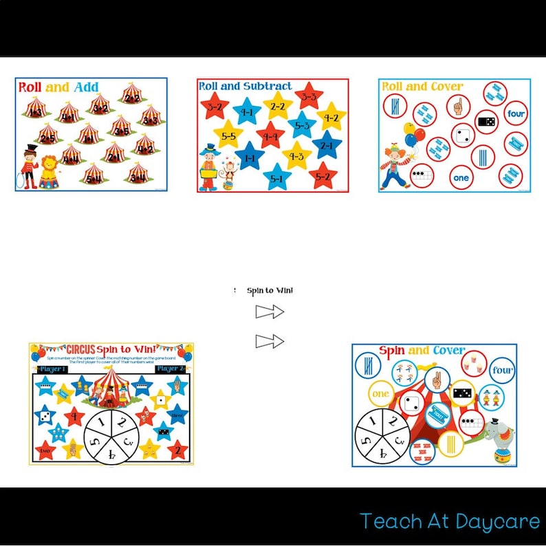 10 Printable Circus Themed Kindergarten Math Center Games and ...