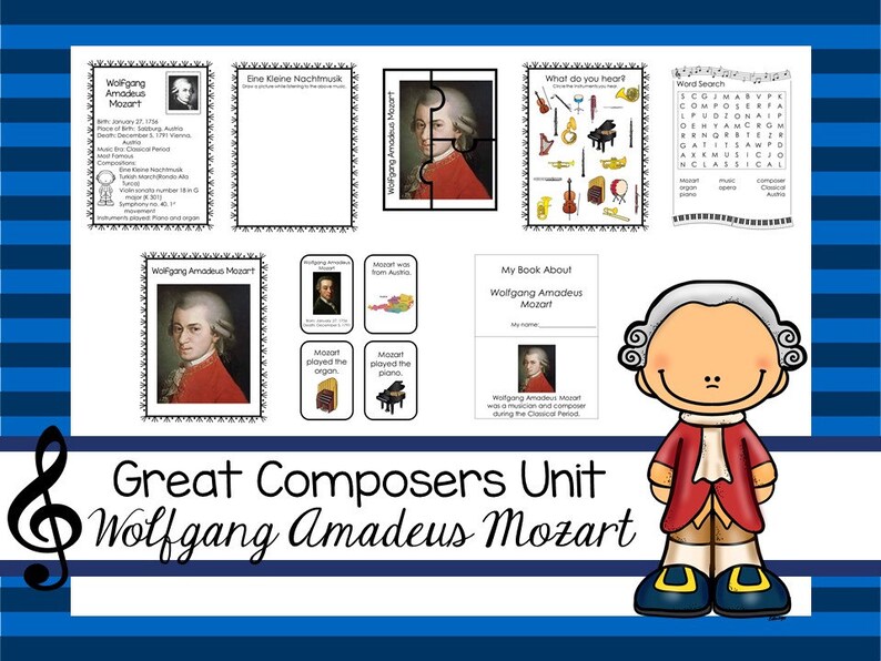 Wolfgang Amadeus Mozart Great Composer Unit. Music Appreciation. - Etsy