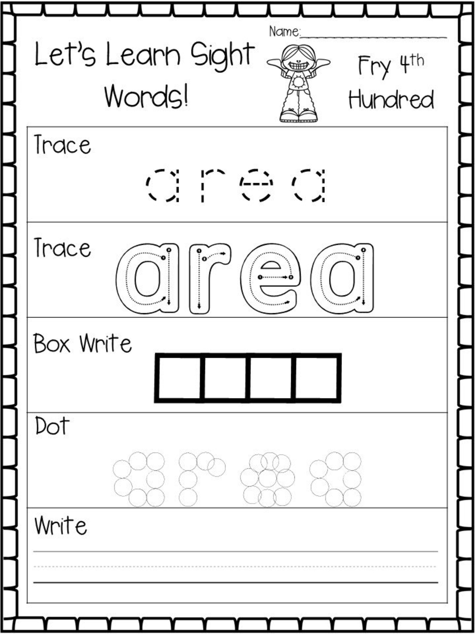 100 Printable Let's Learn Fry 4th Hundred Sight Words - Etsy