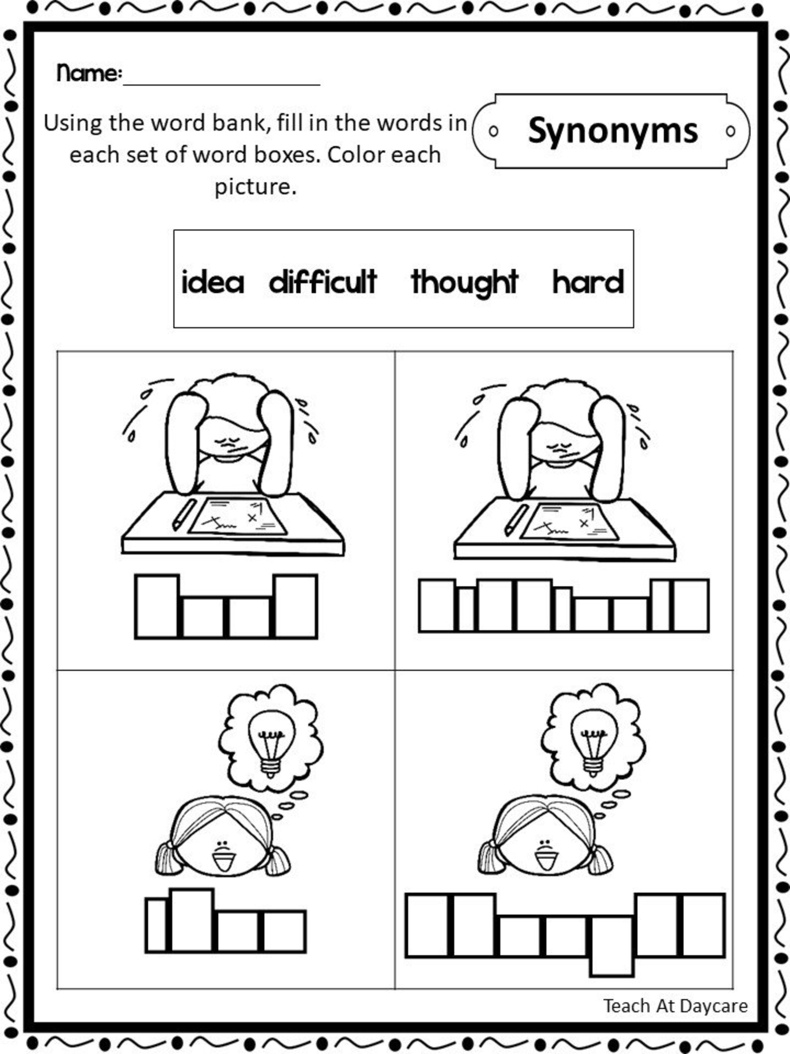 21 Printable Antonyms and Synonyms Box Write Worksheets. | Etsy