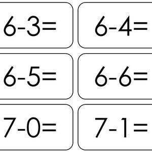 91 Printable Subtraction Flashcards. Facts 0-12. Preschool Thru 3rd ...