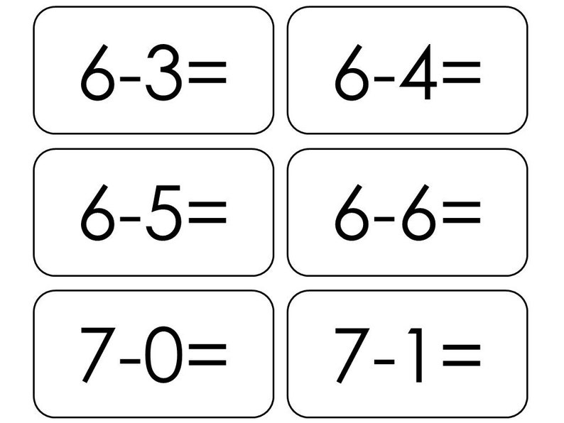 91 Printable Subtraction Flashcards. Facts 0-12. Preschool - Etsy