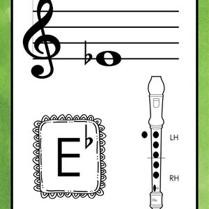 30 Watercolor Soprano Recorder Fingering Charts. Baroque Style. Music ...