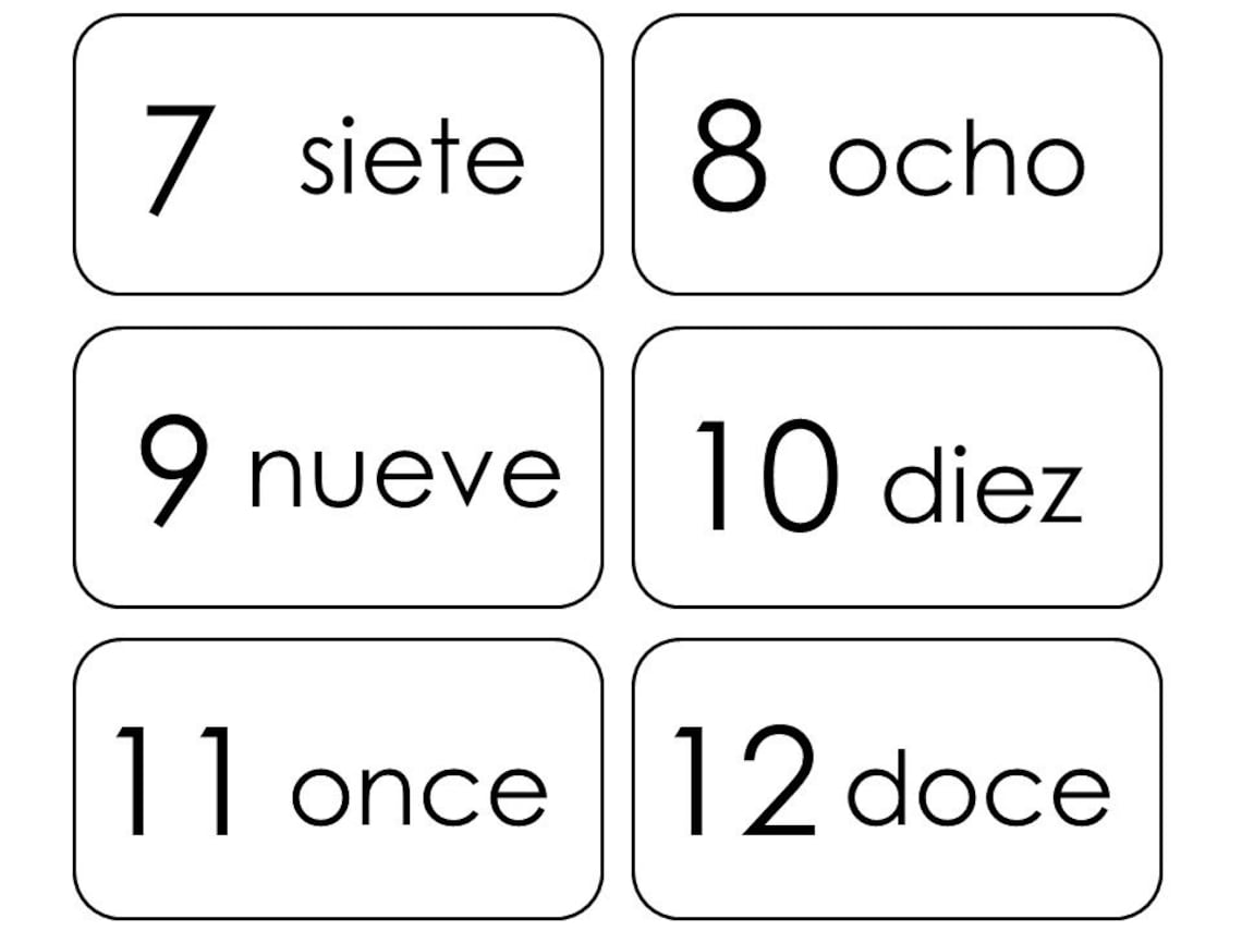 20 Printable Spanish Numbers 1-20 Flashcards. Preschool Thru - Etsy