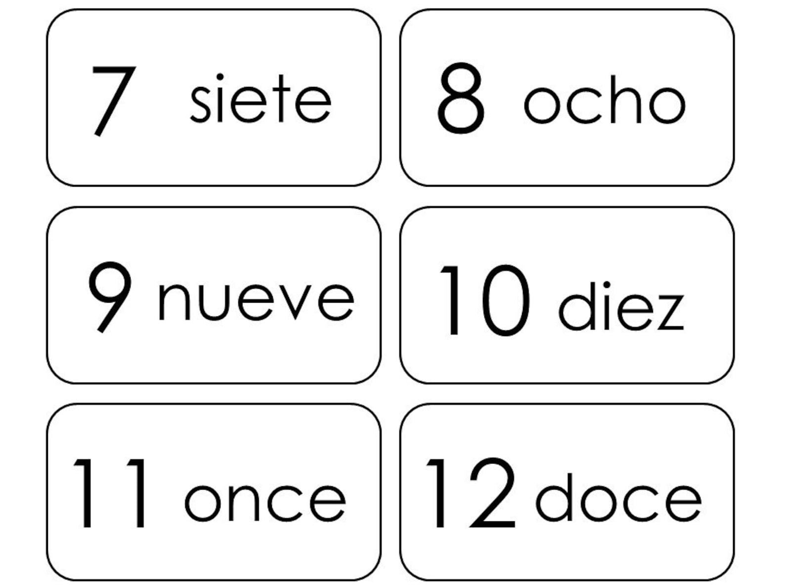 20 Printable Spanish Numbers 1-20 Flashcards. Preschool Thru - Etsy