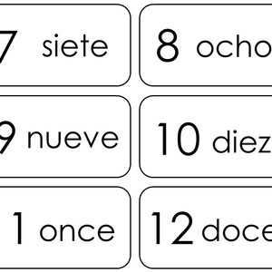 20 Printable Spanish Numbers 1-20 Flashcards. Preschool Thru Third ...