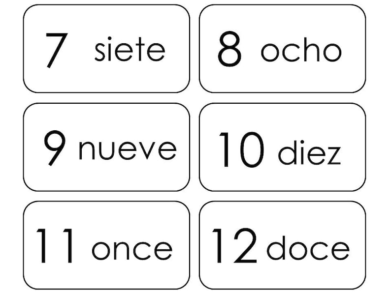 20 Printable Spanish Numbers 1-20 Flashcards. Preschool Thru - Etsy