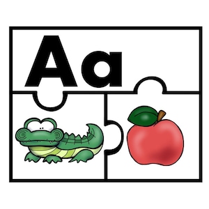 26 Alphabet Phonics Puzzles. Letters A-Z. 8 Color, 8 Black and White ...