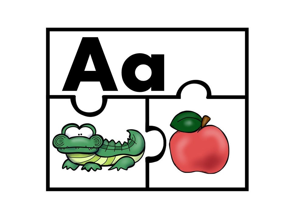 26 Alphabet Phonics Puzzles. Letters A-Z. 8 Color, 8 Black and White ...
