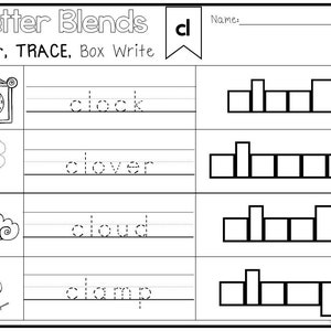 40 Printable Blends Color, Trace, and Box Write Worksheets ...