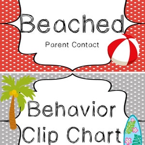 8 Printable Beach Surfer Behavior Clip Chart Cards. Classroom Behavior ...