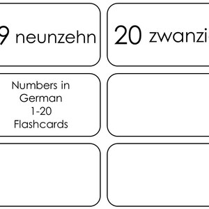 20 Printable German Numbers 1-20 Flashcards. Preschool Thru Third Grade ...