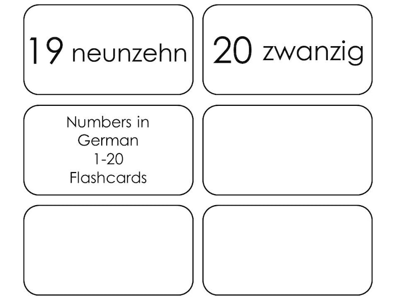 20 Printable German Numbers 1-20 Flashcards. Preschool Thru - Etsy