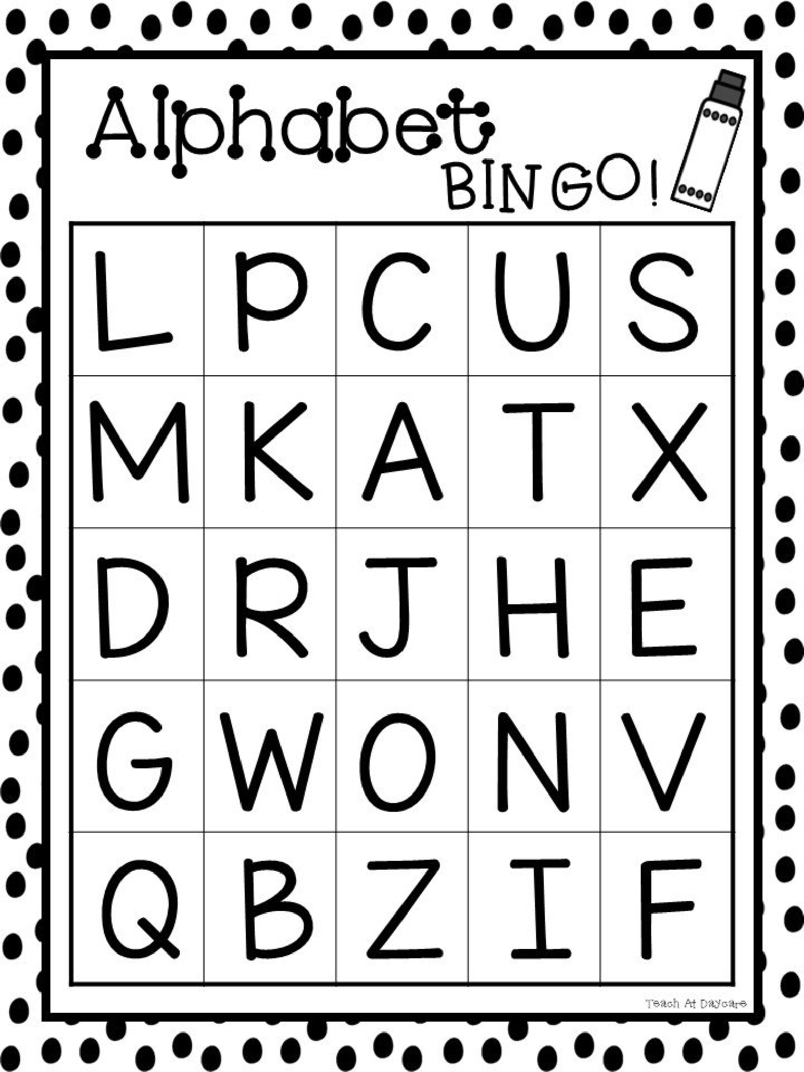 Alphabet BINGO Game and Worksheets. Color & Black and White. - Etsy