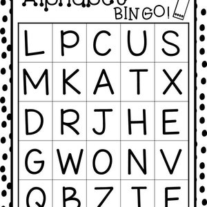 Alphabet BINGO Game and Worksheets. Color & Black and White. - Etsy