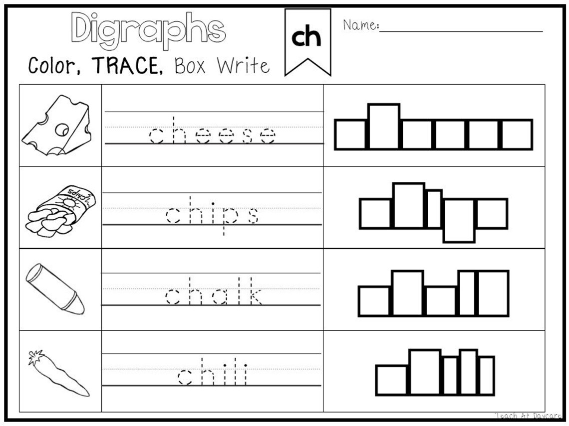 20 Printable Digraphs Color Trace Write and Box Write - Etsy