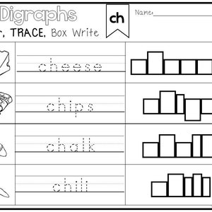20 Printable Digraphs Color, Trace, Write, and Box Write Worksheets ...