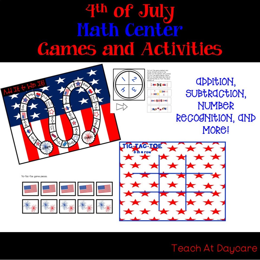 10 Printable 4th of July Themed Kindergarten Math Center Games and ...
