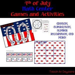 10 Printable 4th of July Themed Kindergarten Math Center Games and ...