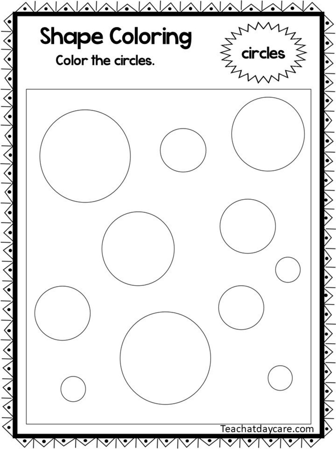 12 Color the Shapes Preschool and Kindergarten Worksheets. - Etsy