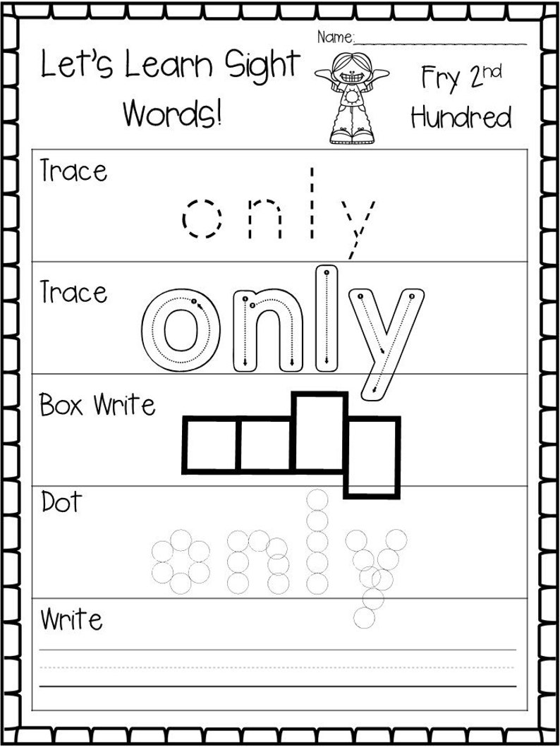 100 Printable Let's Learn Fry 2nd Hundred Sight Words - Etsy