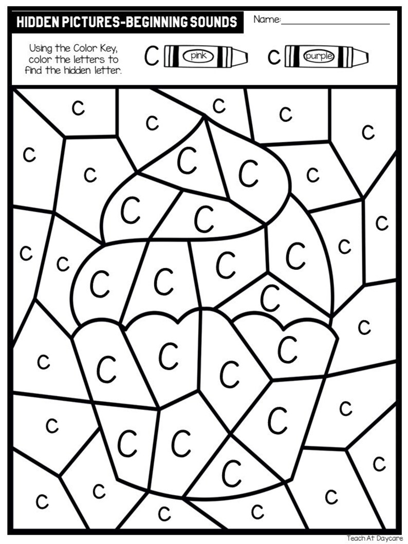 Hidden Pictures Beginning Sounds Worksheets. Letter Recognition and ...