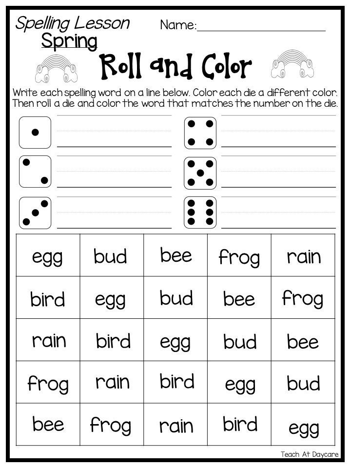 Kindergarten Spring Themed Words Spelling Unit. Single Week ...