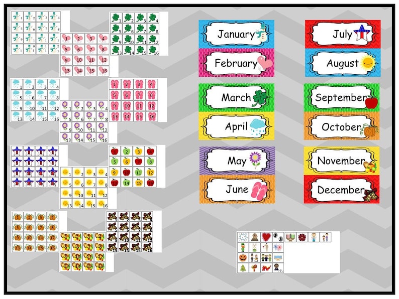 Printable Month Labels and Calendar Squares in a Zip File. | Etsy
