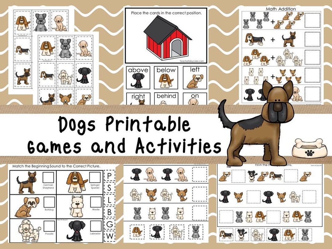 30 Dogs Printable Preschool Games Download. Games and Activities in PDF ...