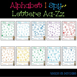 26 Alphabet I Spy Letters A-Z Games and Worksheets. Color & Black and ...
