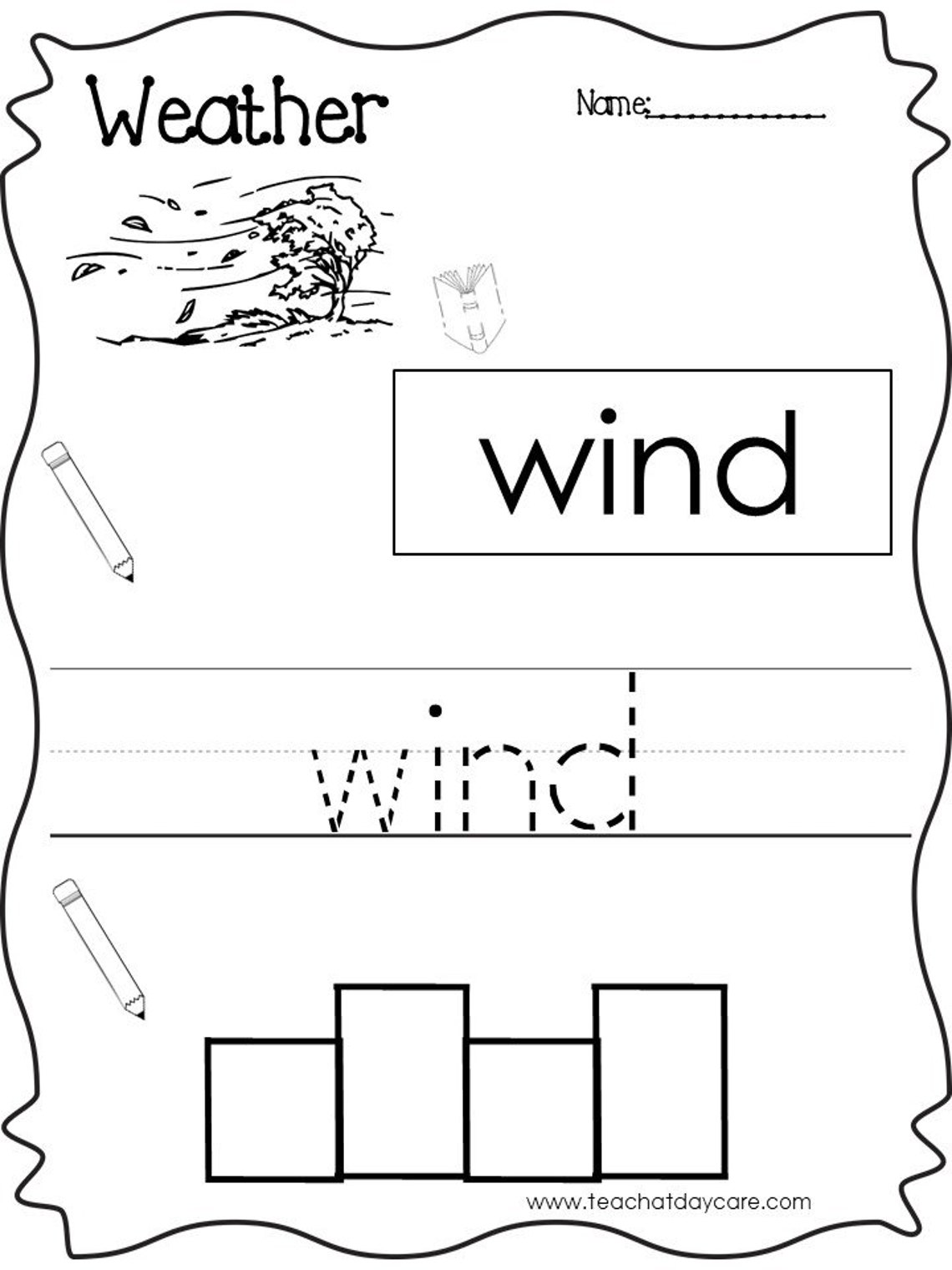 10 Weather Themed Printable Worksheets. Color Read Trace | Etsy
