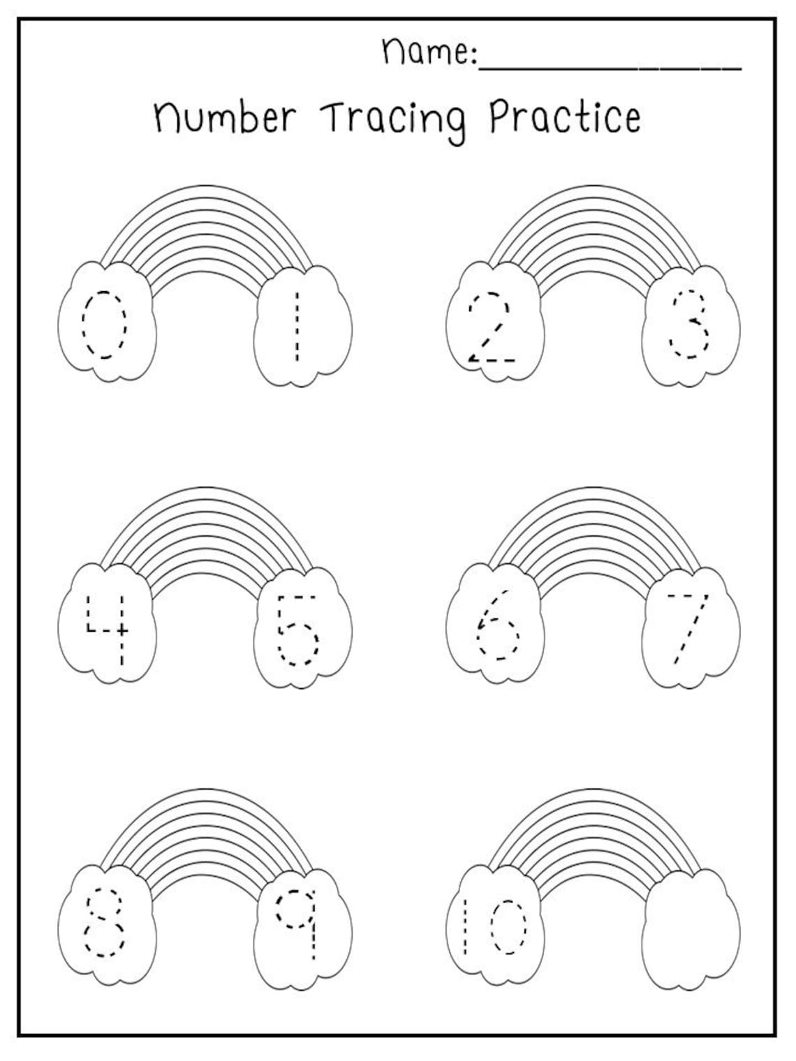 5 Printable Spring Trace the Numbers Worksheets. Preschool-kindergarten ...
