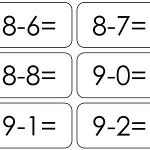 91 Printable Subtraction Flashcards. Facts 0-12. Preschool Thru 3rd ...