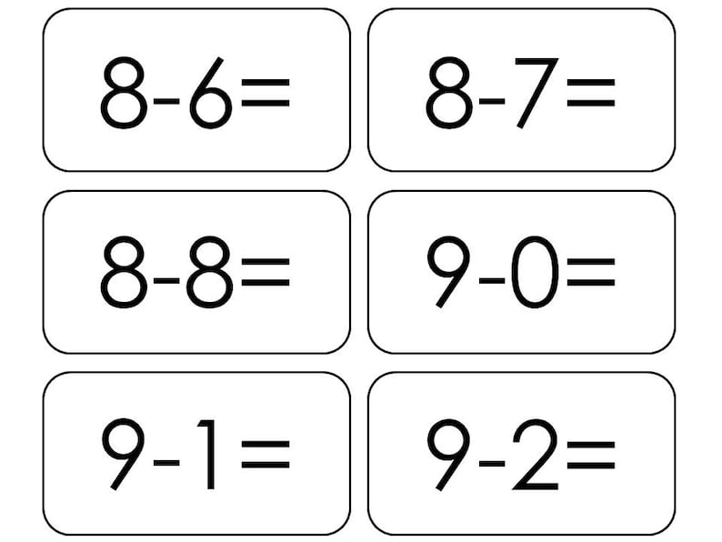 91 Printable Subtraction Flashcards. Facts 0-12. Preschool - Etsy
