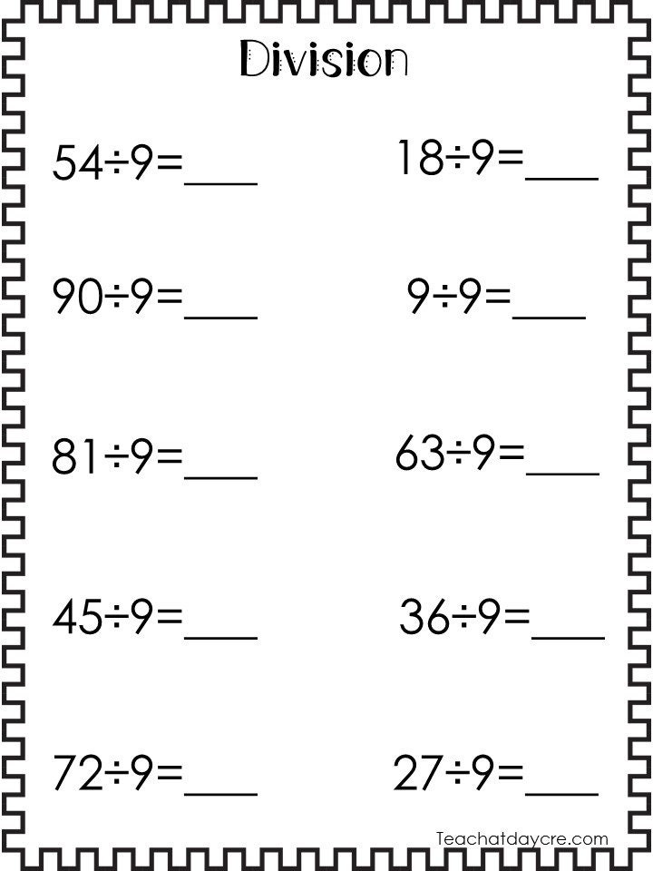10 Printable Division Worksheets. Numbers 1-10. 3rd-5th Grade | Etsy UK