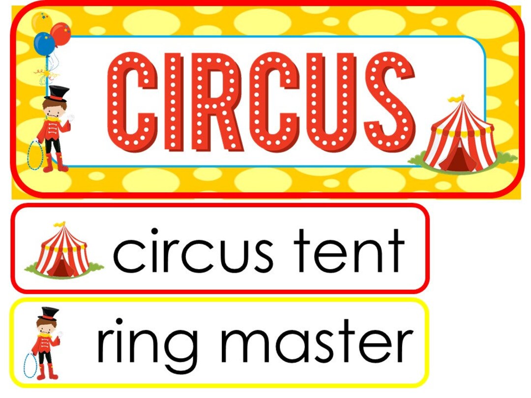 Circus Fun Single Week Themed Word Wall Set. Classroom Bulletin Board ...