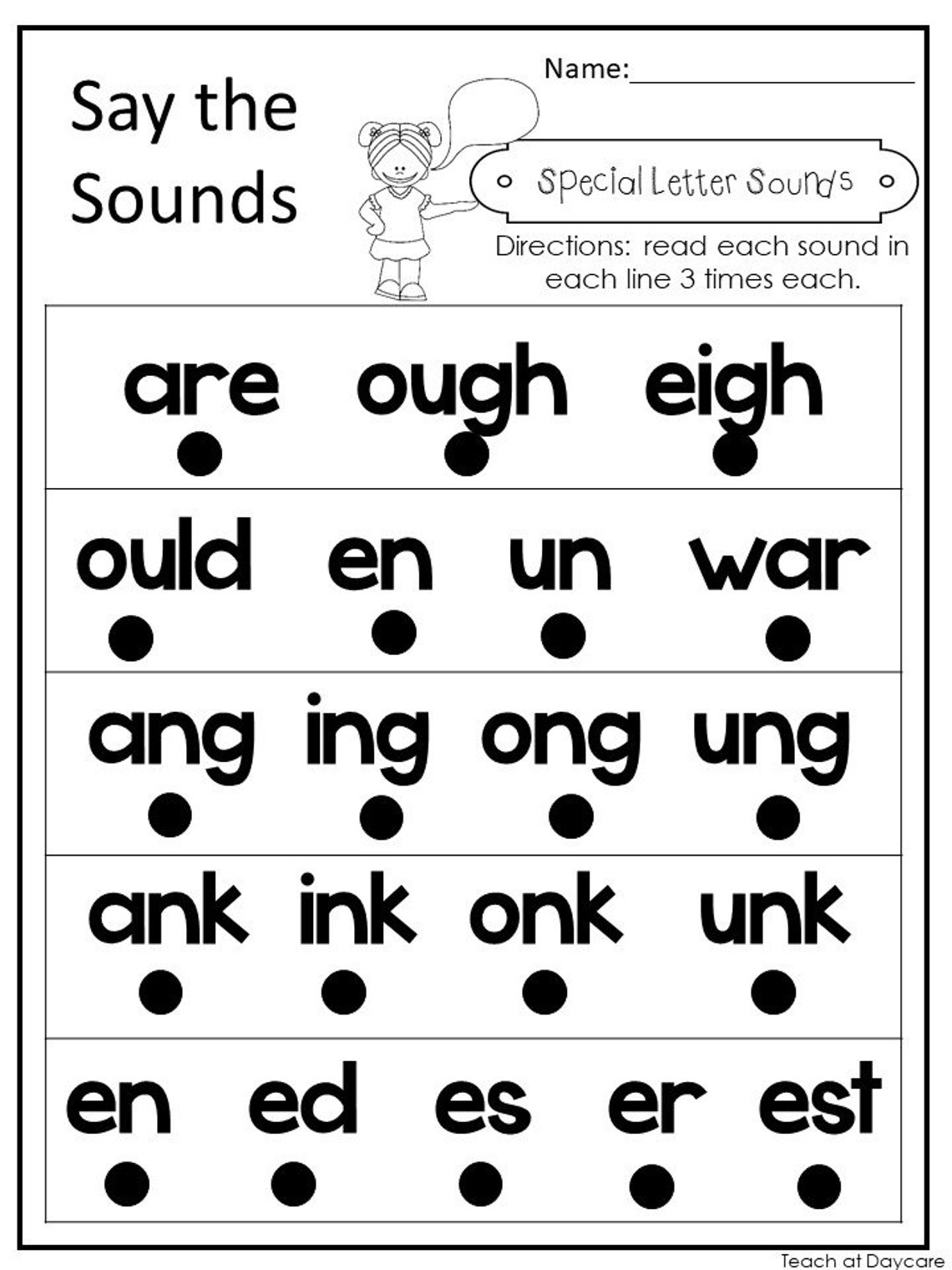 10 Say the Sounds Printable Worksheets. Preschool-3rd Grade Phonics. - Etsy