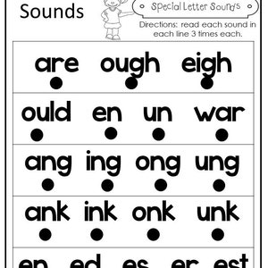 10 Say the Sounds Printable Worksheets. Preschool-3rd Grade Phonics. - Etsy