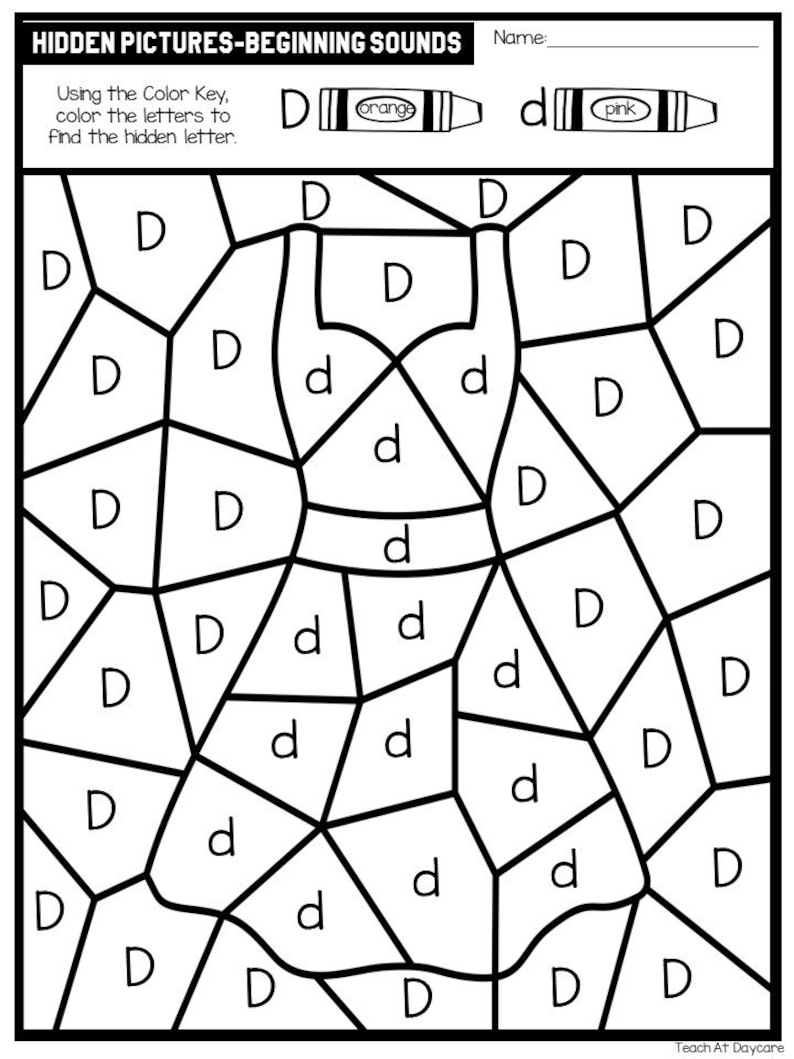 Hidden Pictures Beginning Sounds Worksheets. Letter Recognition and ...