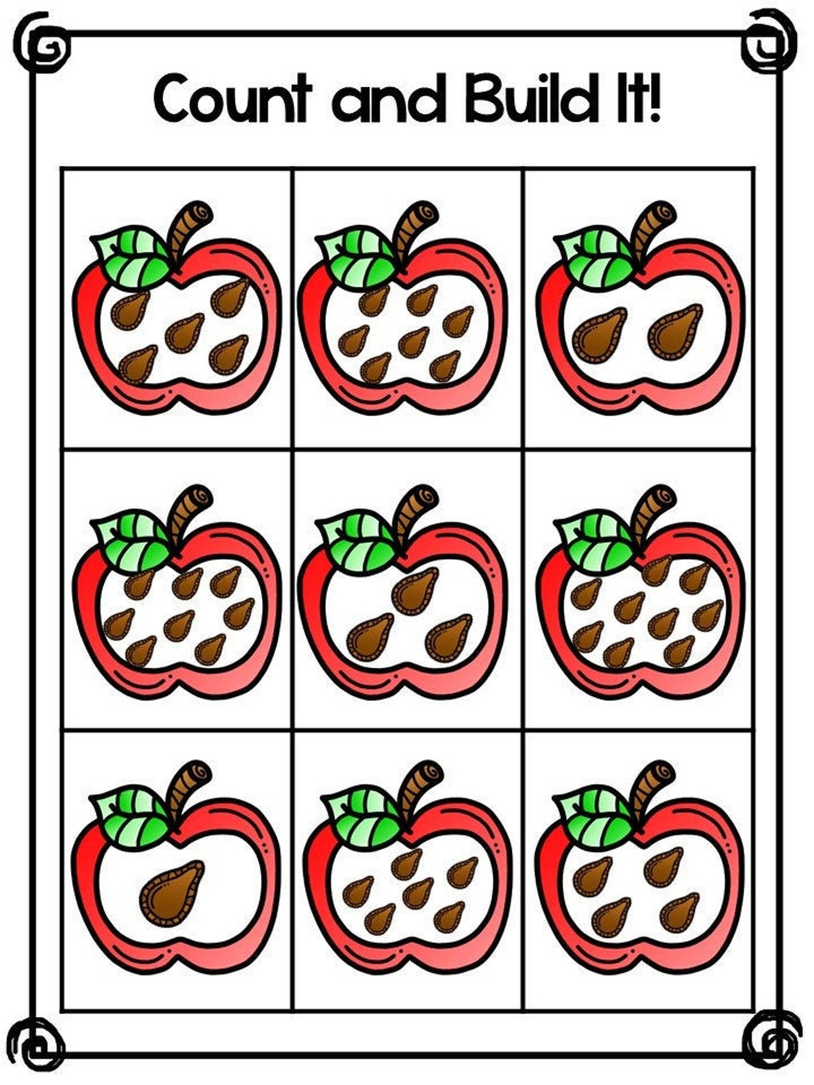 20 Printable Count and Build Worksheets/work Mats. 10 Colored - Etsy
