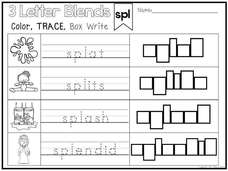 3 Letter Blend Worksheets, Color, Trace, Write (PDF Pattern) - Etsy