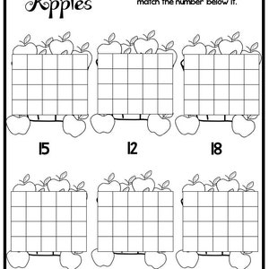 12 Printable Apple Ten Frame Worksheets. Preschool-kindergarten Numbers ...