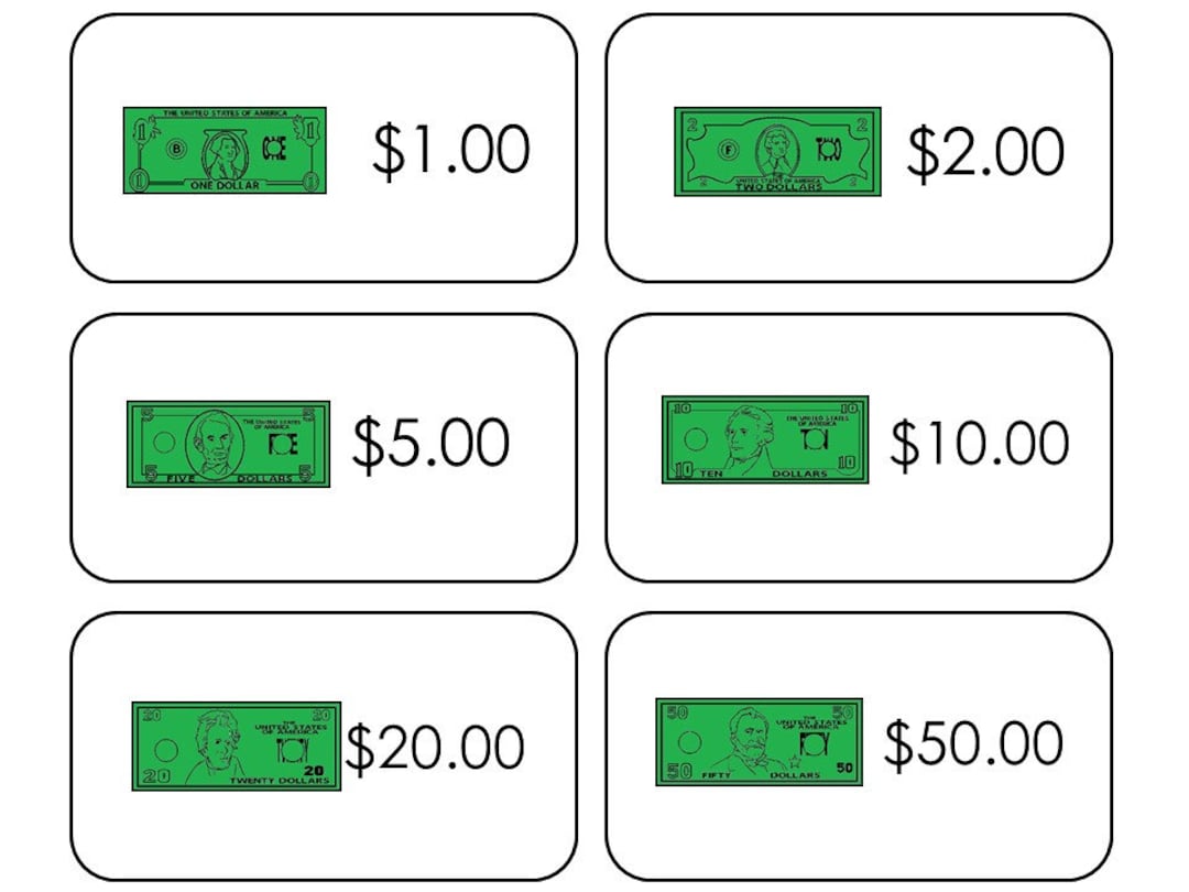 Printable Money Flashcards. Preschool Thru Third Grade Educational Math ...