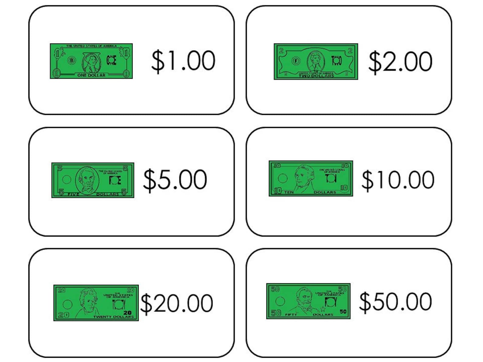 Printable Money Flashcards. Preschool Thru Third Grade - Etsy