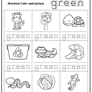 11 Color the Picture and Trace the Color Words Worksheets. Preschool ...