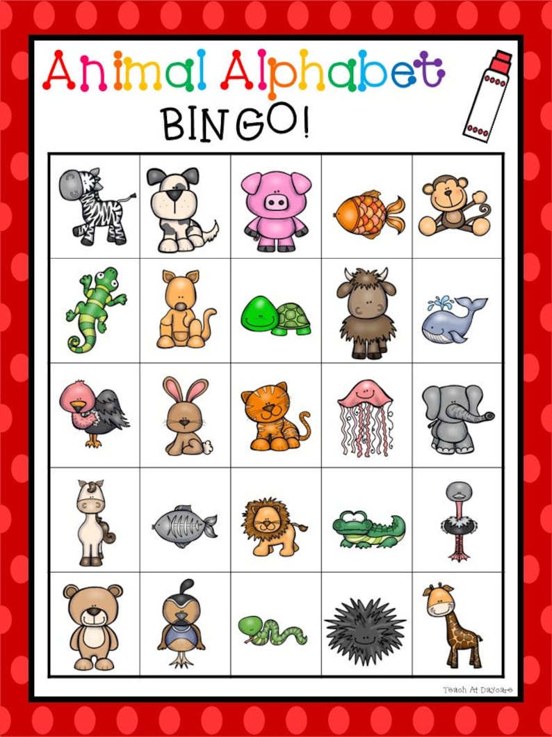 Animal Alphabet Bingo Phonics Game and Worksheets. Color & Black and ...