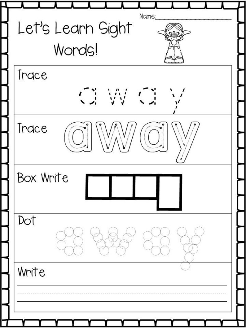 40 Printable Let's Learn Sight Words Dolch Pre-primer Worksheets ...
