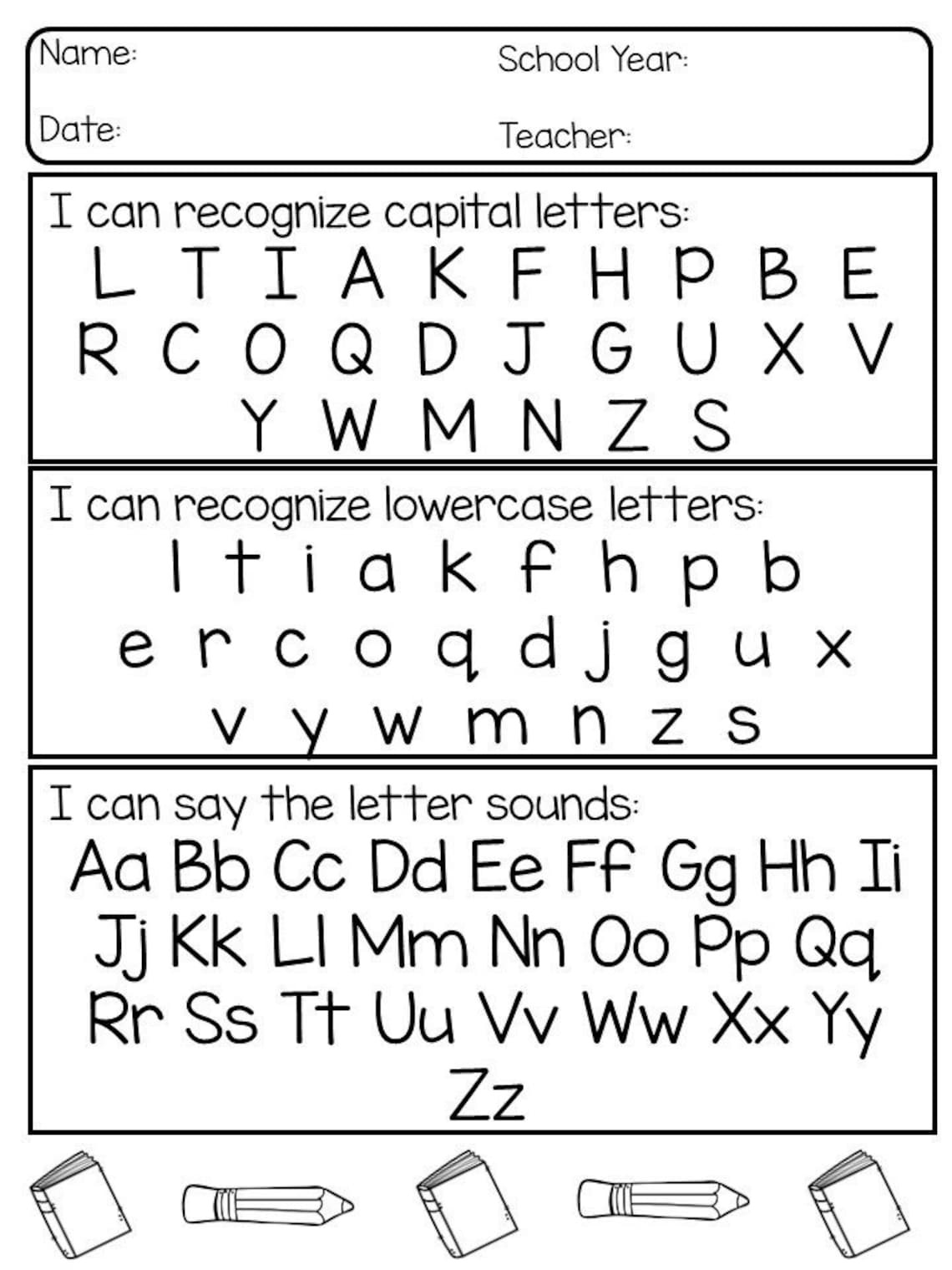 Printable Preschool Assessment Worksheets. - Etsy