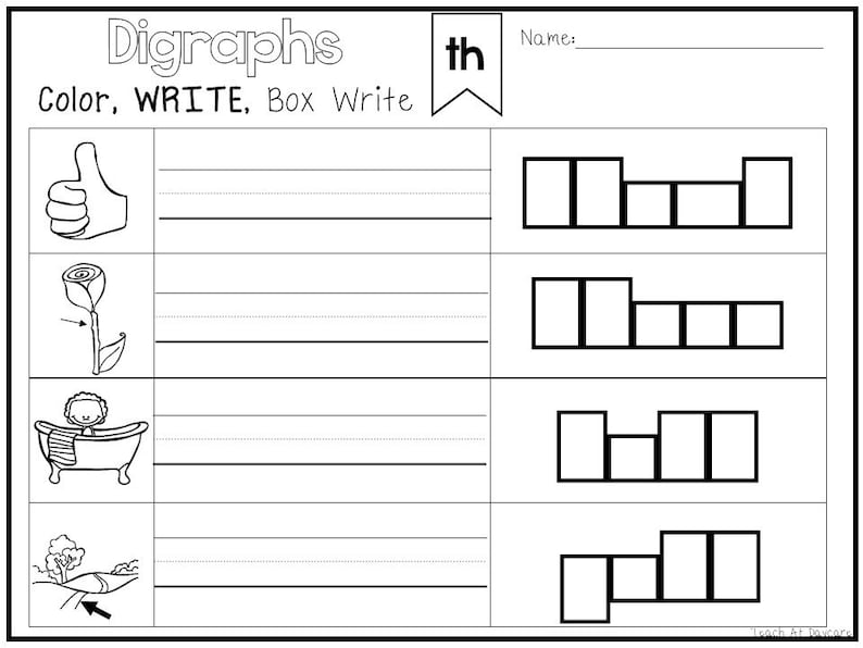 20 Printable Digraphs Color Trace Write and Box Write - Etsy