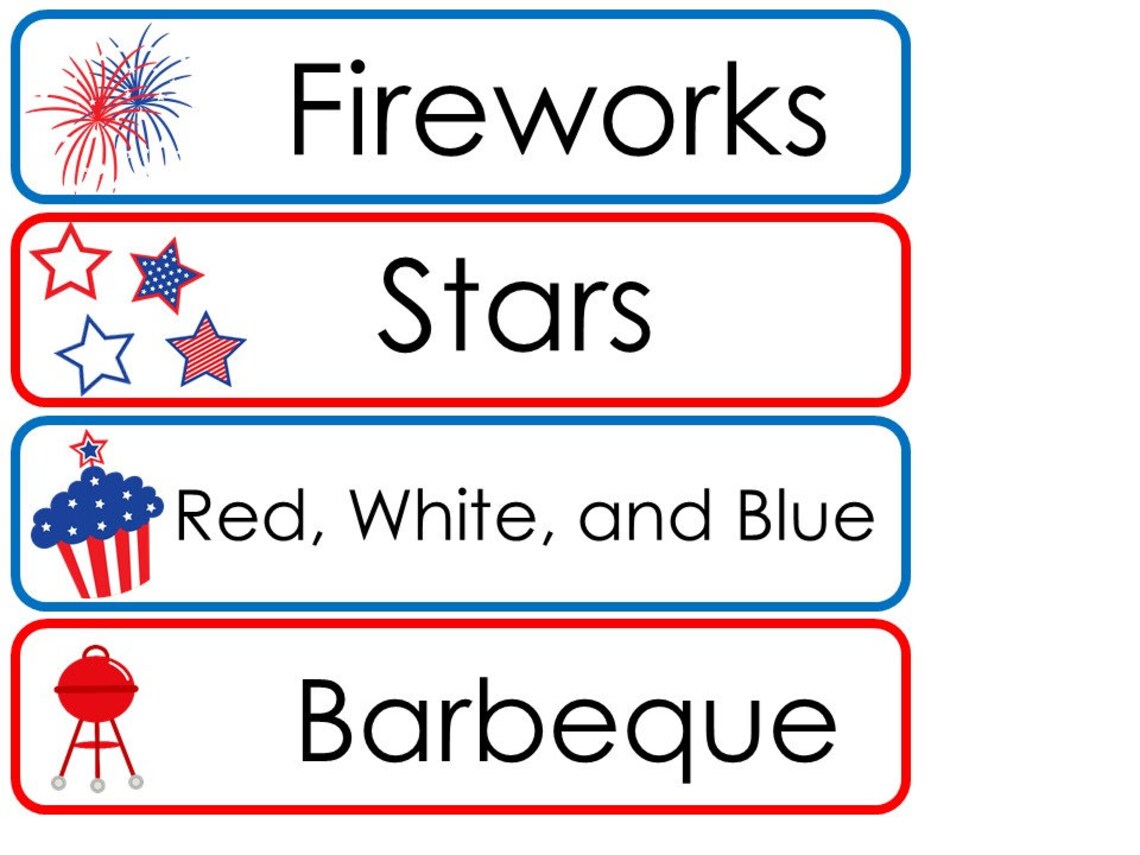 4th of July Single Week Themed Word Wall Set. Classroom - Etsy